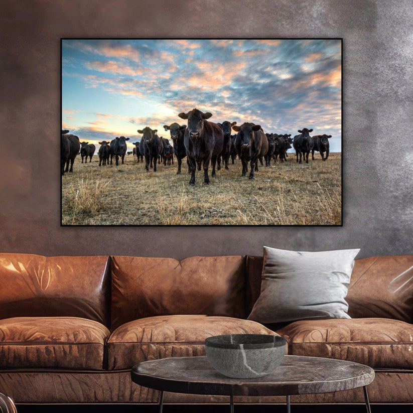 Black Angus Wall Art | Cows at Sunset - Teri James Photography
