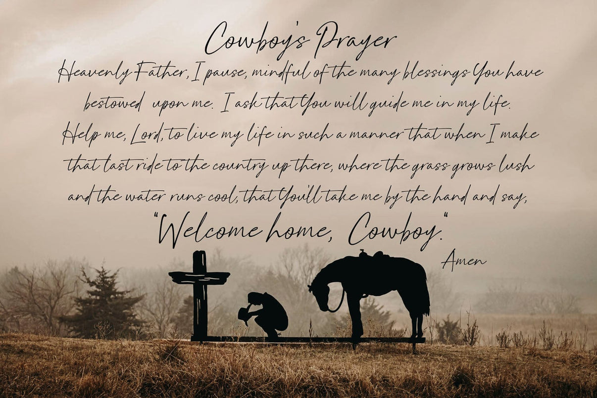 Cowboy Prayer Wall Art Canvas | Western Faith - Teri James Photography