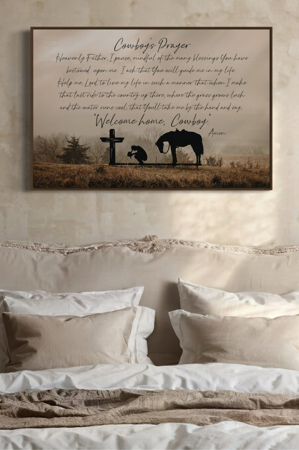 Cowboy Prayer Wall Art Canvas | Western Faith - Teri James Photography