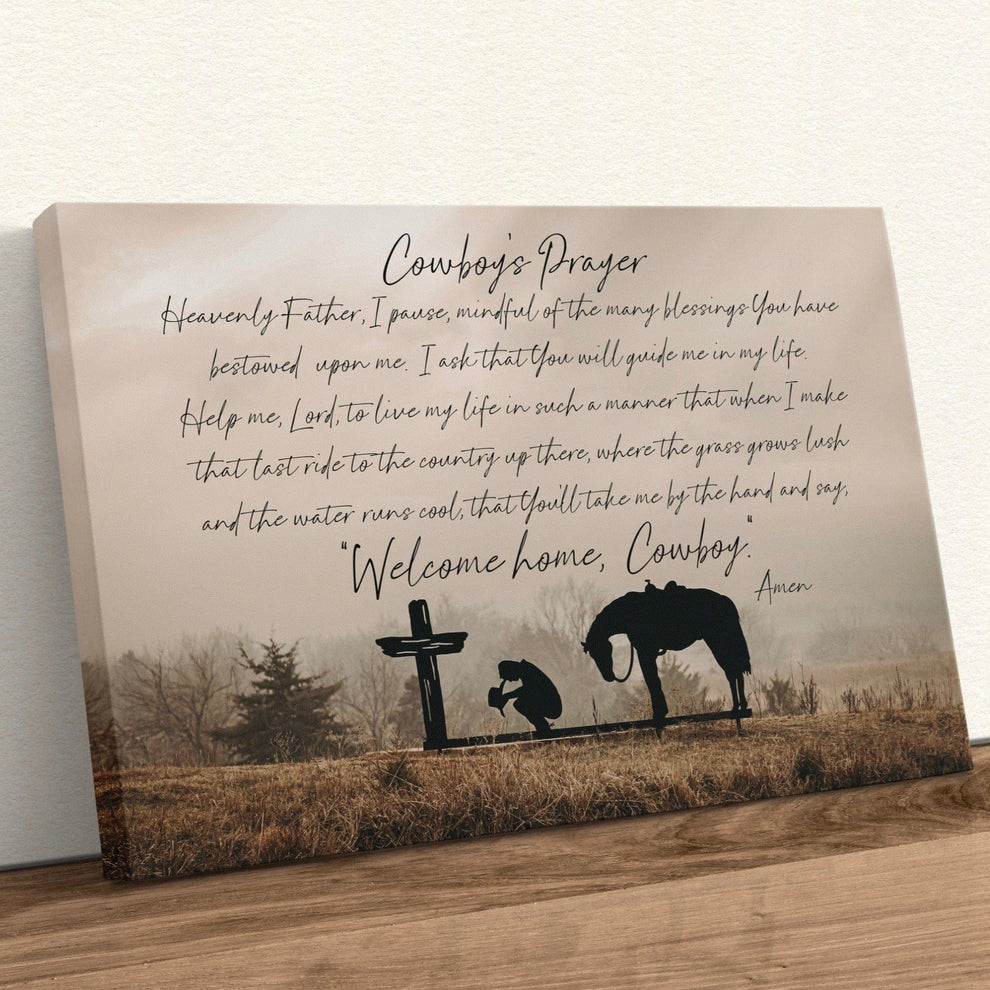 Cowboy Prayer Wall Art Canvas | Western Faith - Teri James Photography