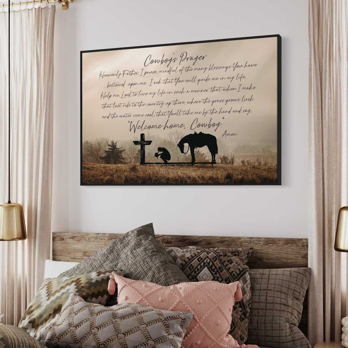 Cowboy Prayer Wall Art Canvas | Western Faith - Teri James Photography