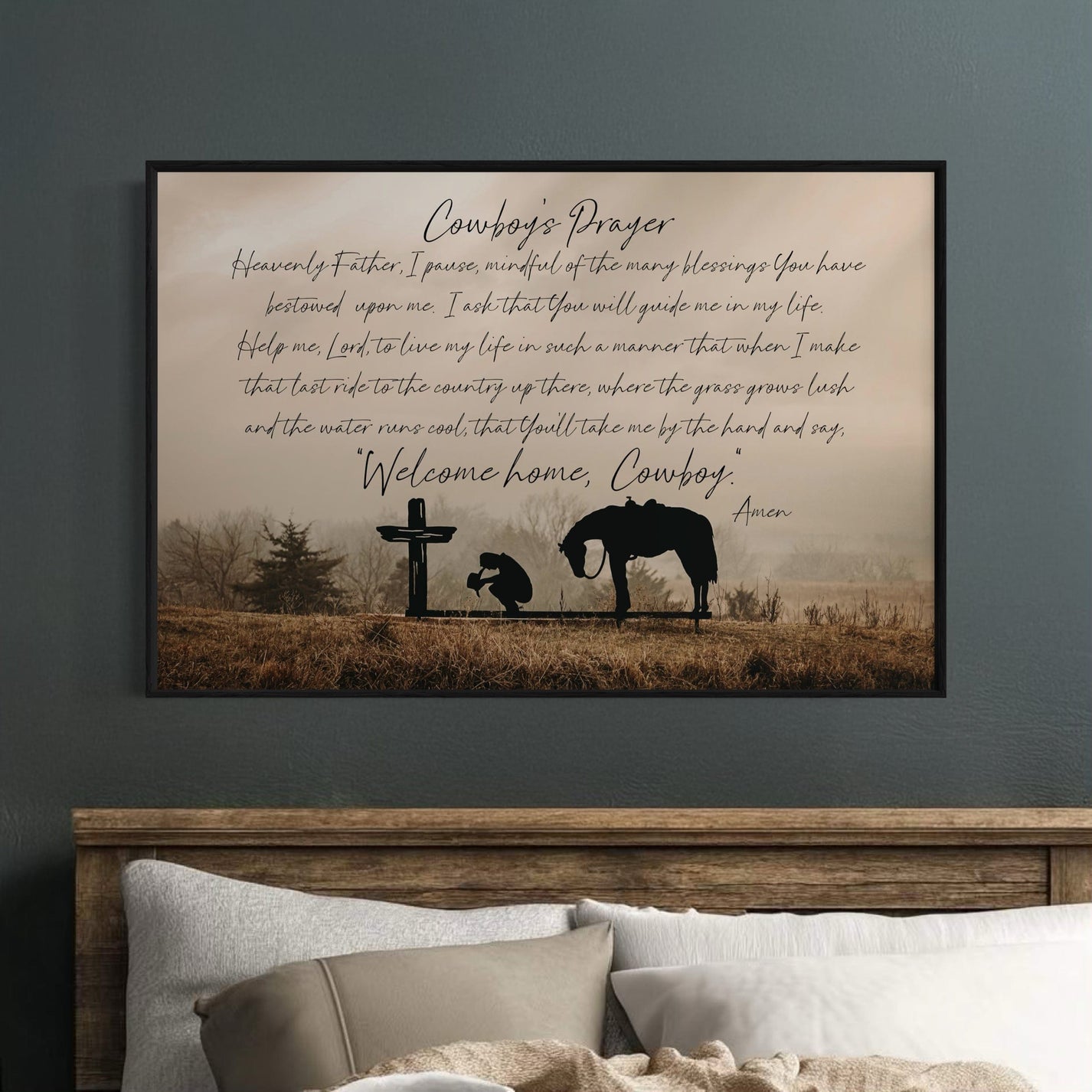 Cowboy Prayer Wall Art Canvas | Western Faith - Teri James Photography