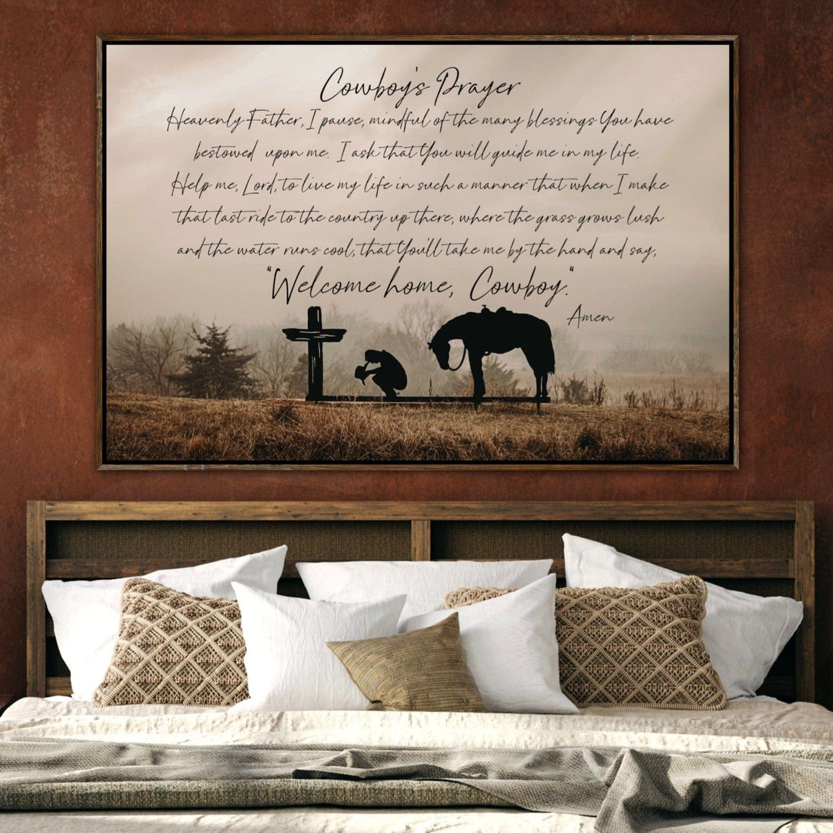 Cowboy Prayer Wall Art Canvas | Western Faith