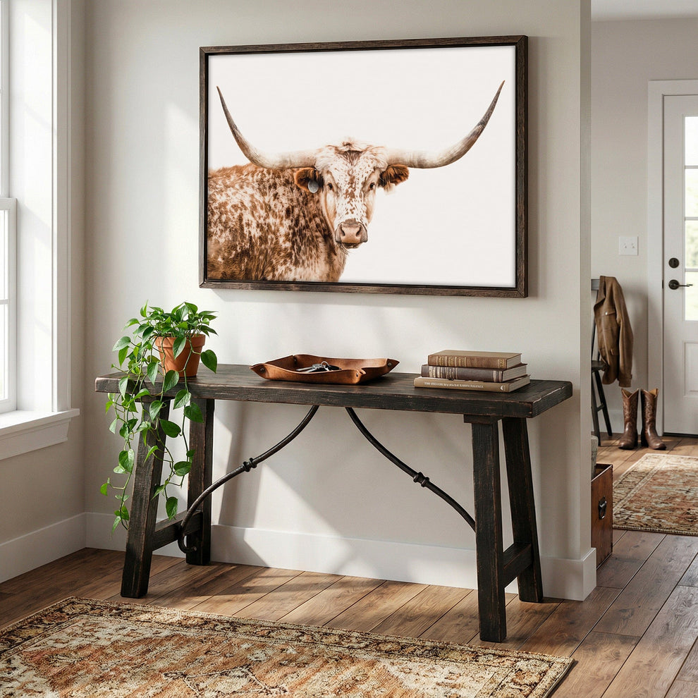 Farmhouse Longhorn Wall Decor: Bold Texas Art Print