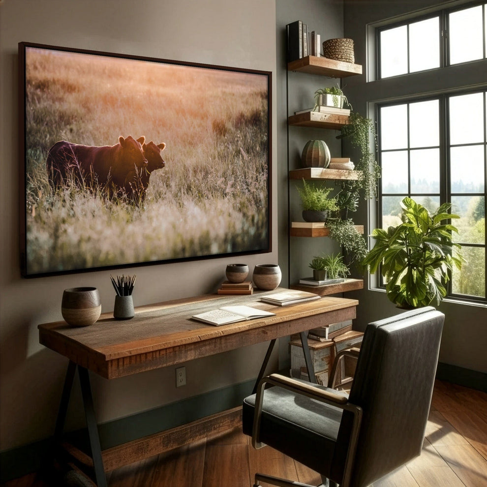 Black Angus Wall Art - Large Rustic Canvas by Teri James - Teri James ...