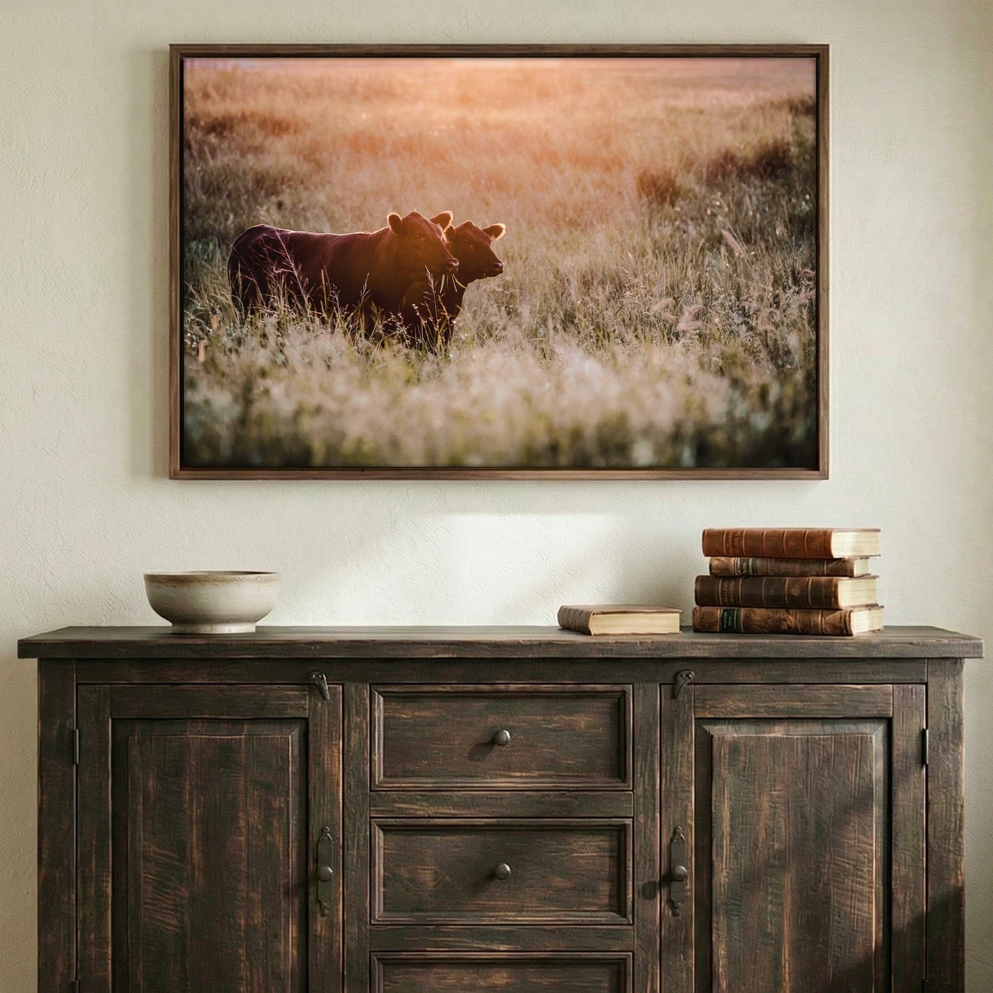 Black Angus Wall Art - Large Rustic Canvas by Teri James - Teri James ...