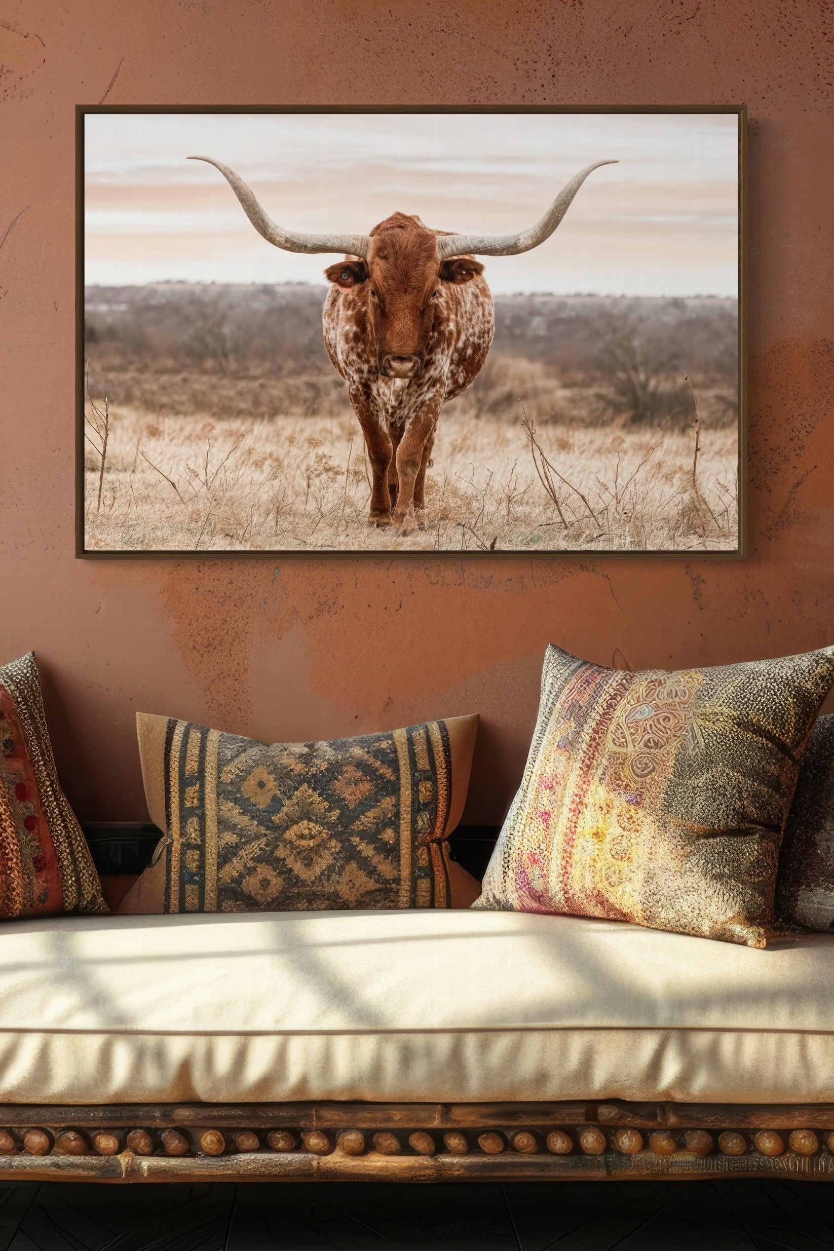 Large Texas Longhorn Wall Art | Western Canvas Print - Teri James ...