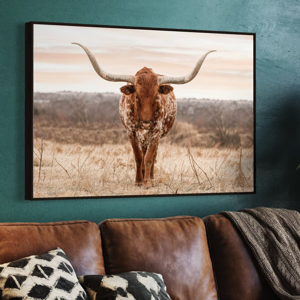 Large Texas Longhorn Wall Art | Western Canvas Print - Teri James ...