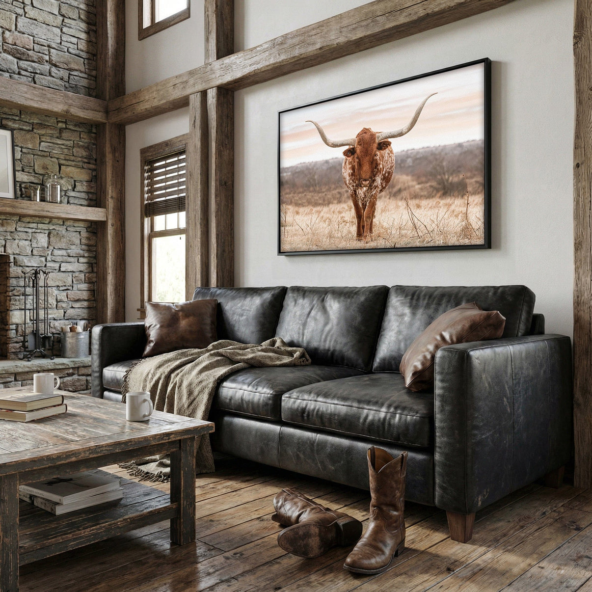 Large Texas Longhorn Wall Art | Western Canvas Print - Teri James ...