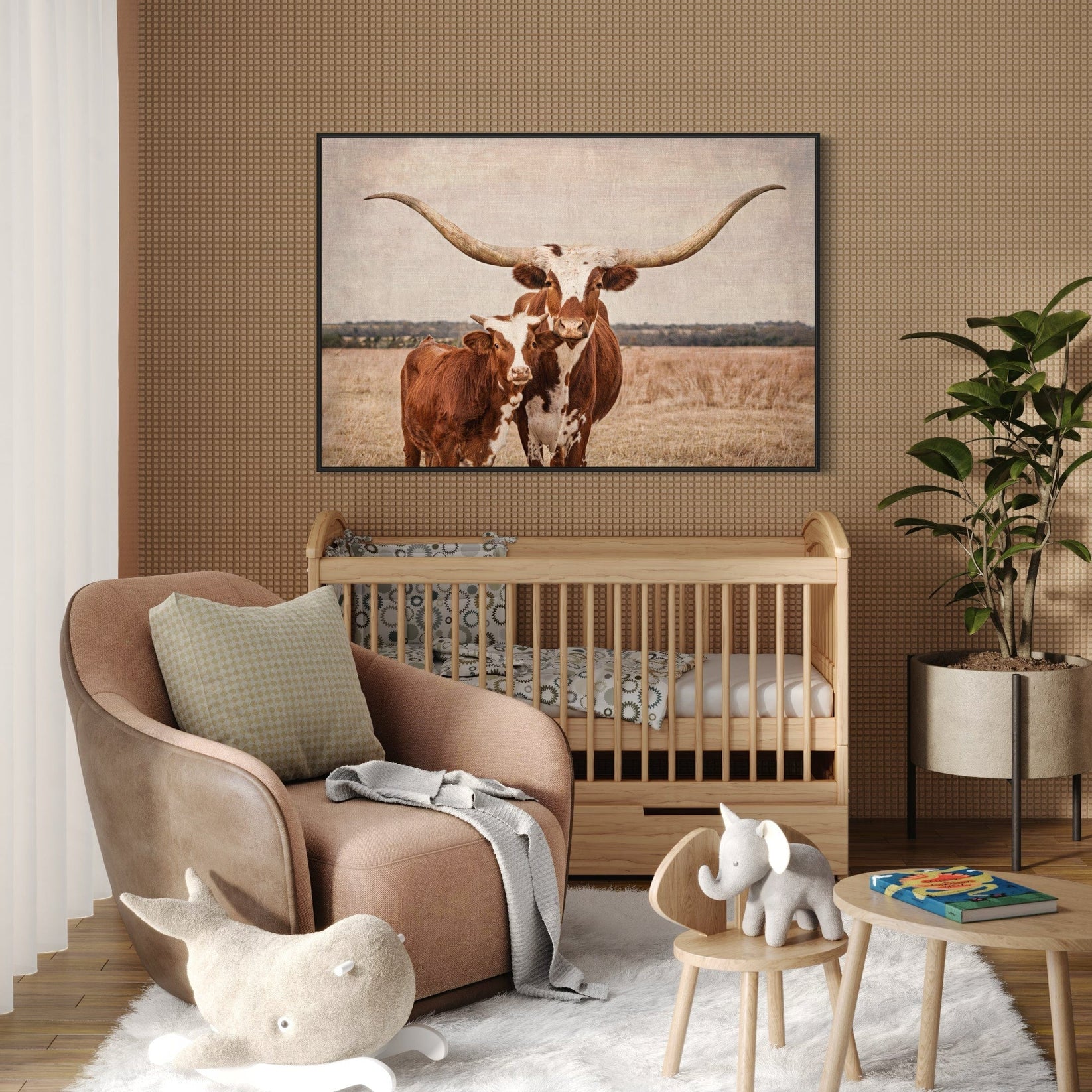 Longhorn Cow Calf Nursery Decor: Rustic Baby Room Charm - Teri James ...