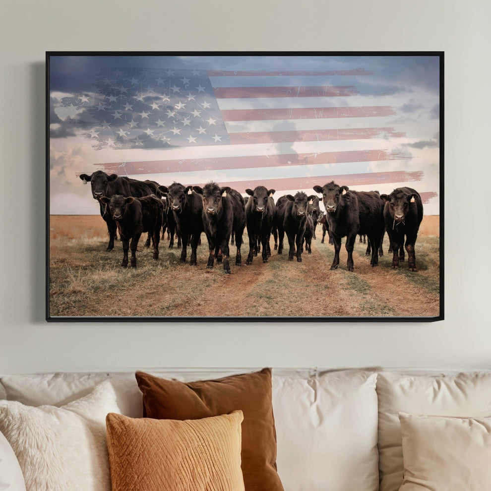 Patriotic Black Angus Cattle | American Flag Art - Teri James Photography