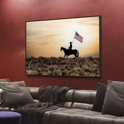 Patriotic Western American Flag Canvas: Cowboy Spirit - Teri James ...