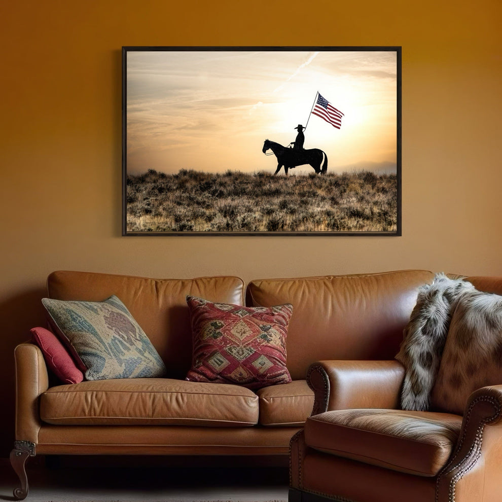 Patriotic Western American Flag Canvas: Cowboy Spirit - Teri James ...