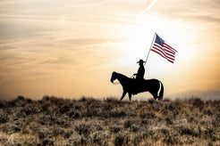 Patriotic Western American Flag Canvas: Cowboy Spirit
