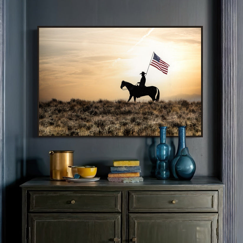 Patriotic Western American Flag Canvas: Cowboy Spirit - Teri James ...